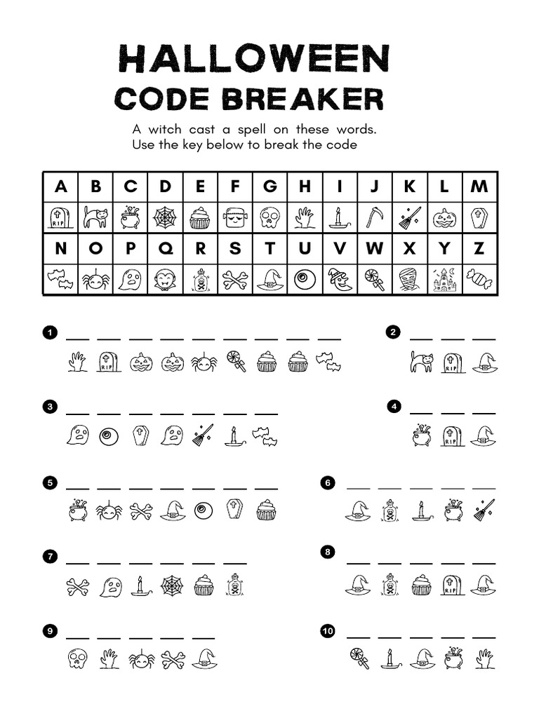 Magenta Halloween Code Breaker Worksheet | PDF