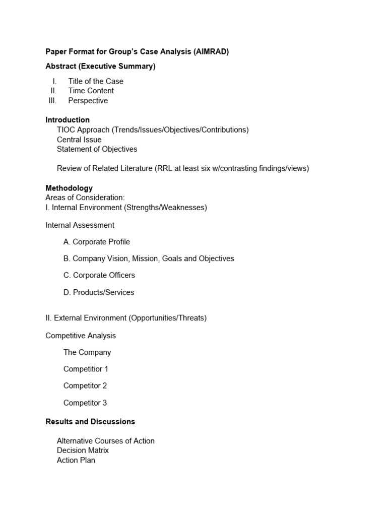 Format Case Analysis | PDF