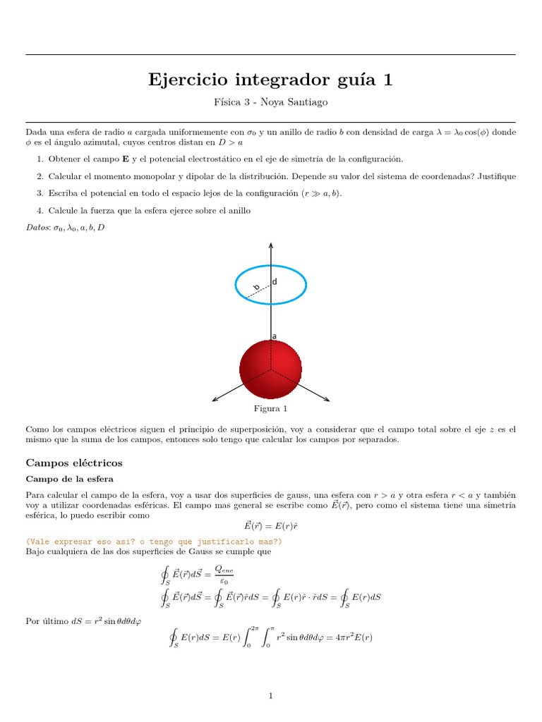 Ejercicio Integrador | PDF | Esfera | Campo eléctrico