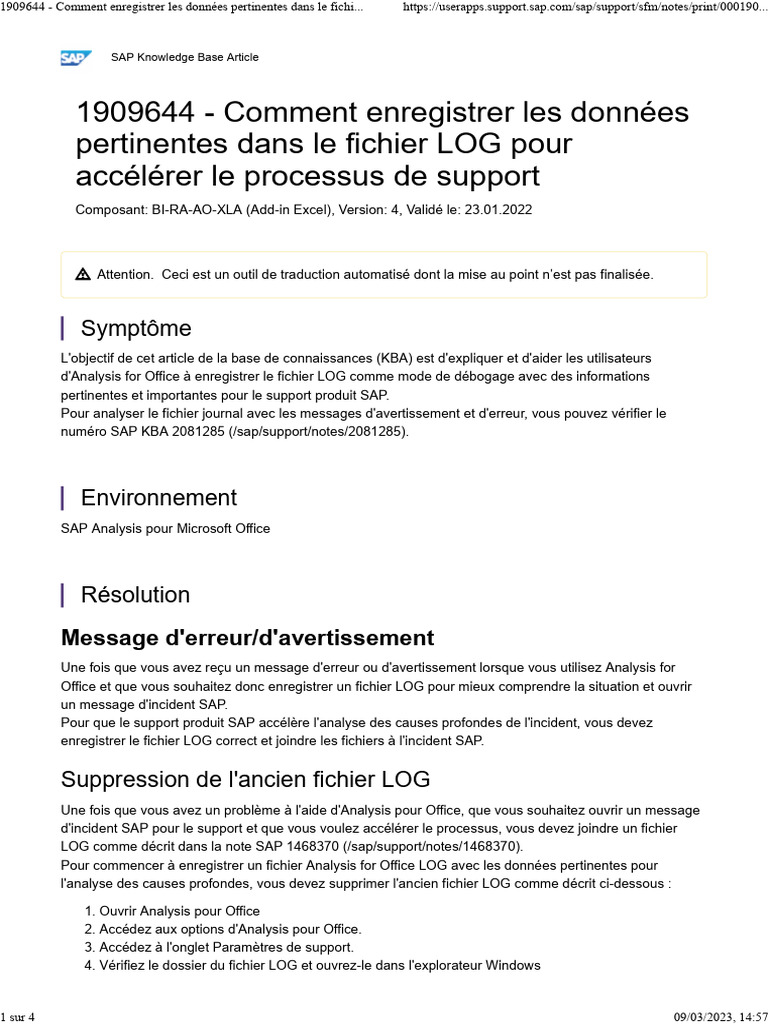 SAP AO - Debug - Anlaysis For Office | PDF