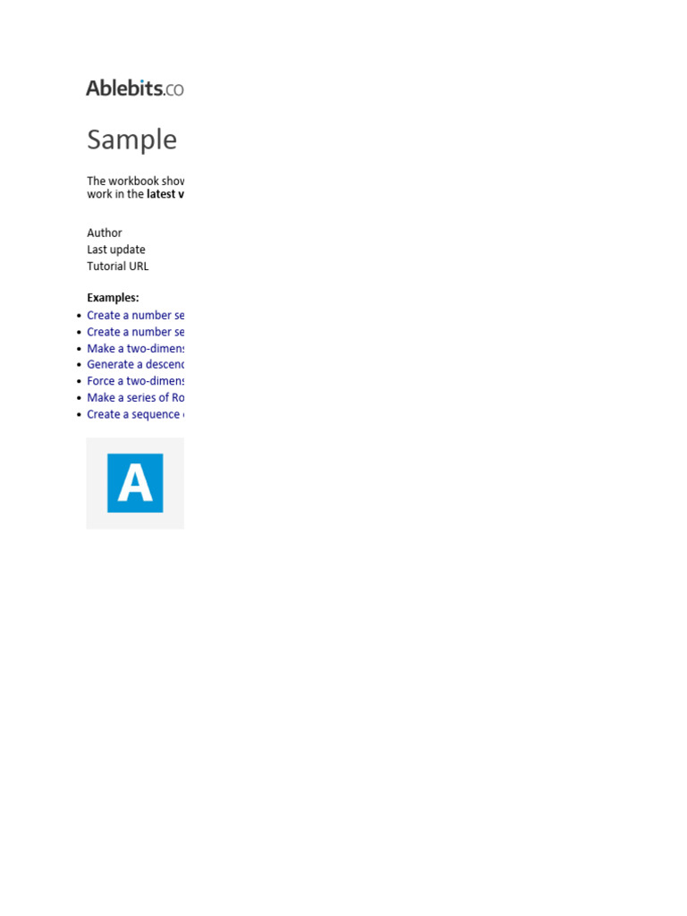 Excel Sequence Function Pdf Microsoft Excel Computing