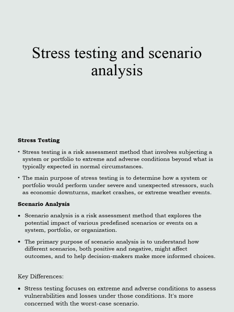 Stress Testing vs Scenario Analysis in Risk Management | PDF