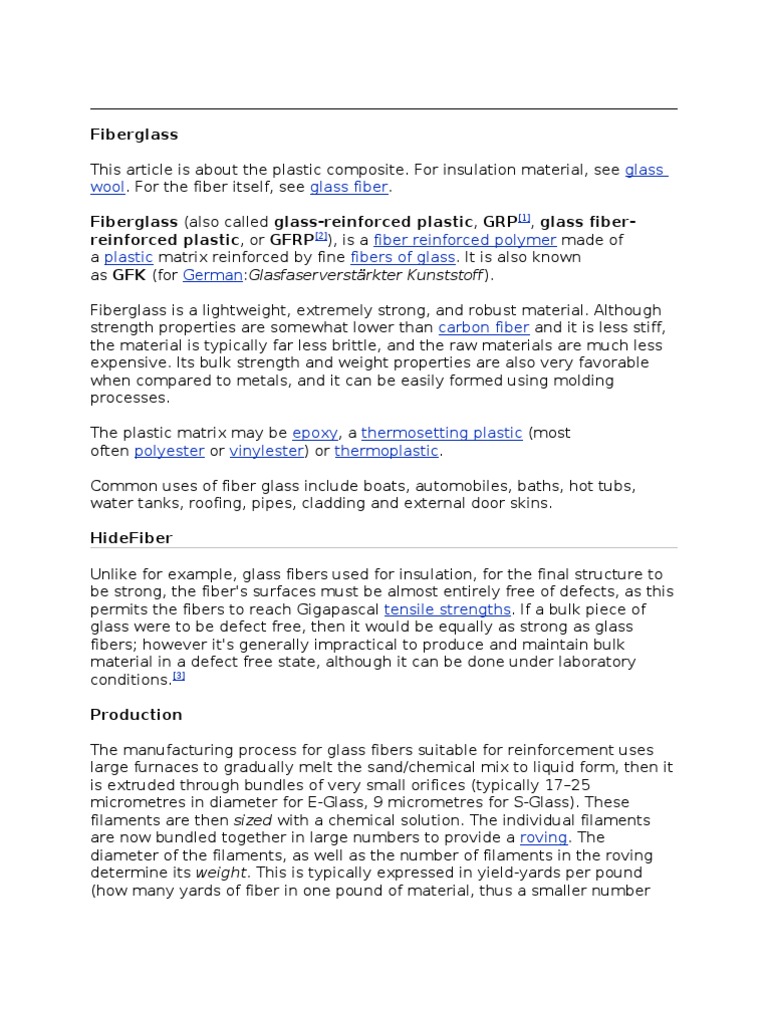 Fiberglass | PDF | Fiberglass | Composite Material