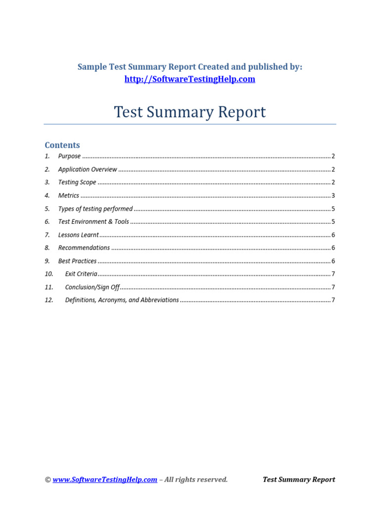 Sap Bw Etl Testing Data Warehouse Sample Test Summary Report By
