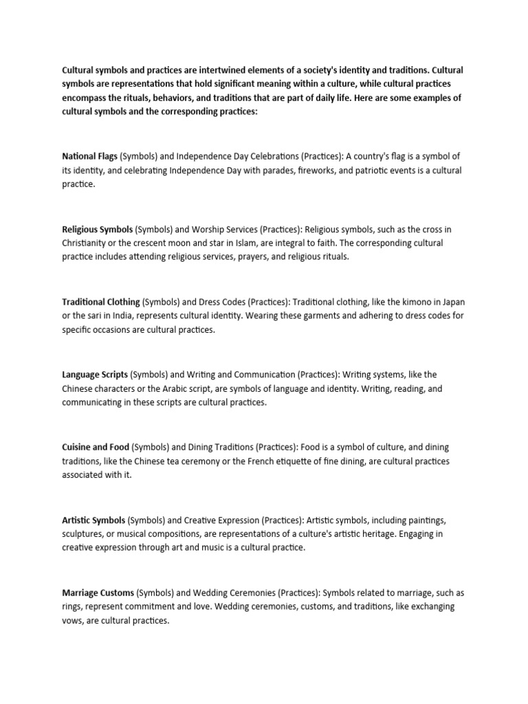 Cultural Symbols and Practices WPS Office | PDF | Traditions | Rituals