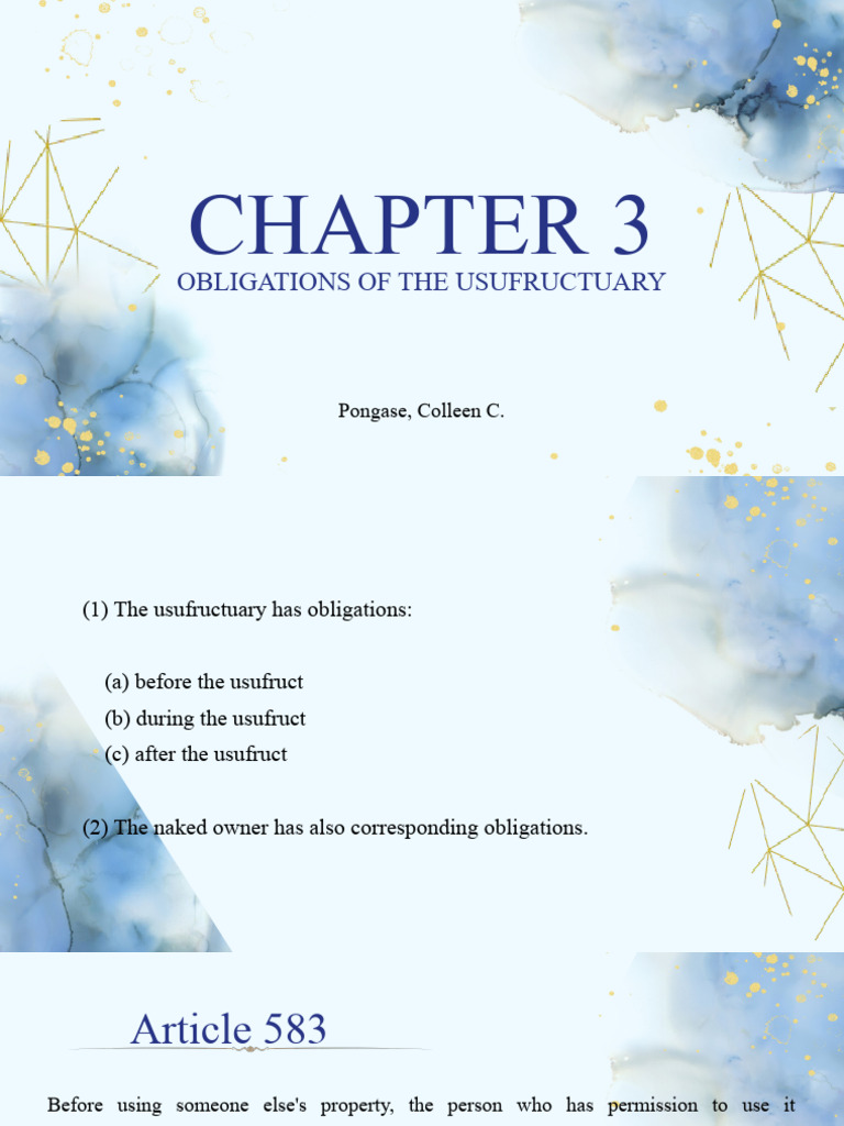 Article 583 - 597 Obligations of The Usufructuary | PDF | Taxes | Interest