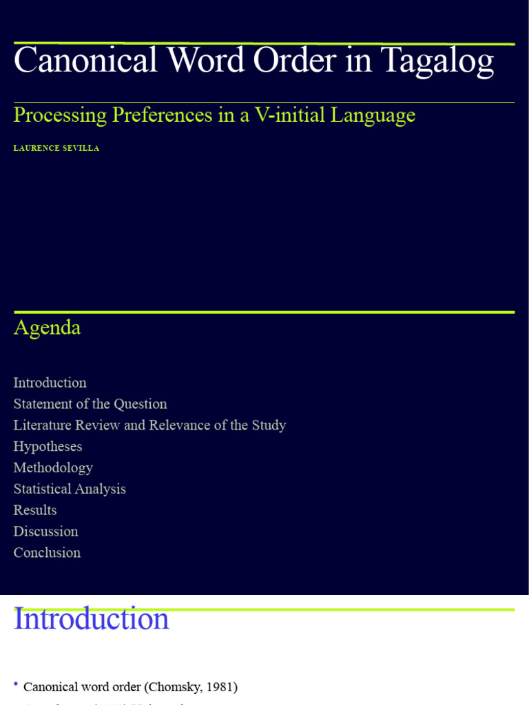 Canonical Word Order in Tagalog | PDF | Cognitive Science | Grammar