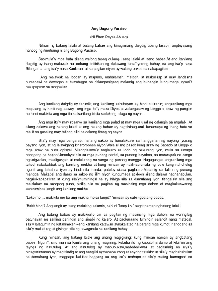 Ang Bagong Paraiso | PDF