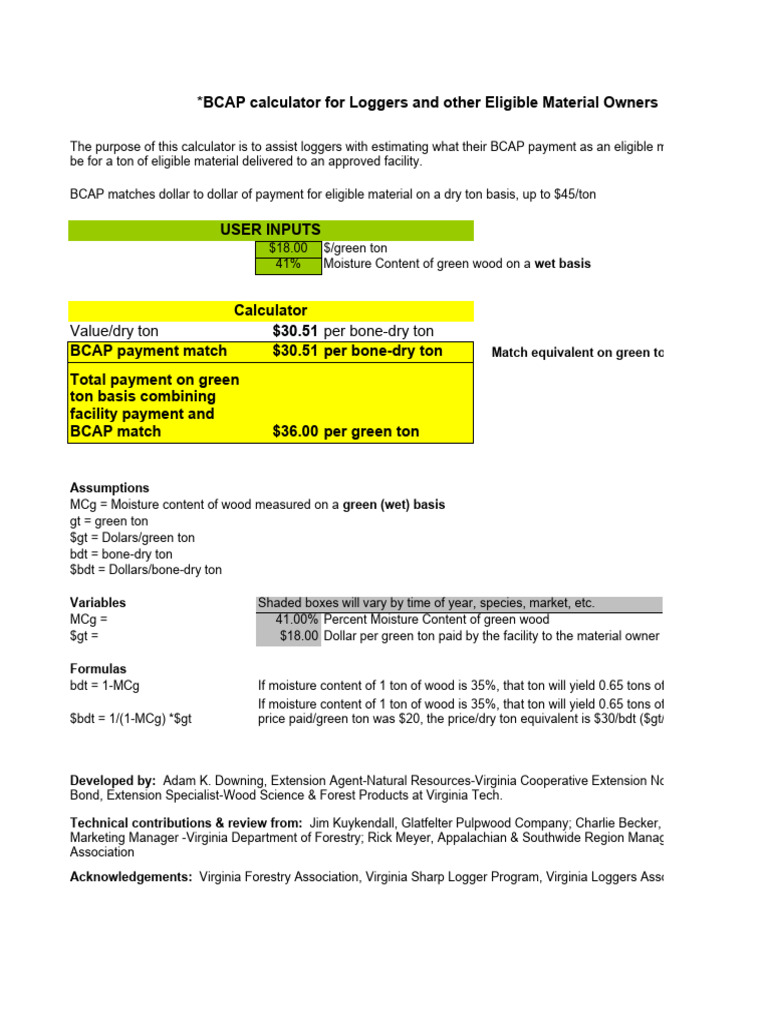 BCAP Calculator | PDF