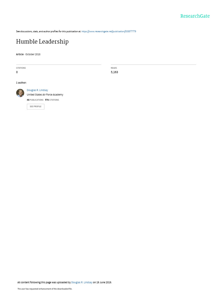 Humble Leadership Schein Lindsay | PDF