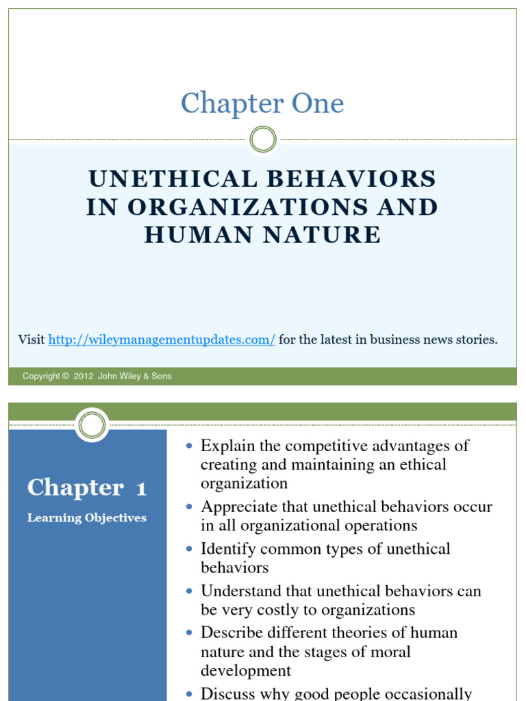 Chapter 1-Unethical-Behaviors-In-Organizations-And-Human-Nature | PDF ...