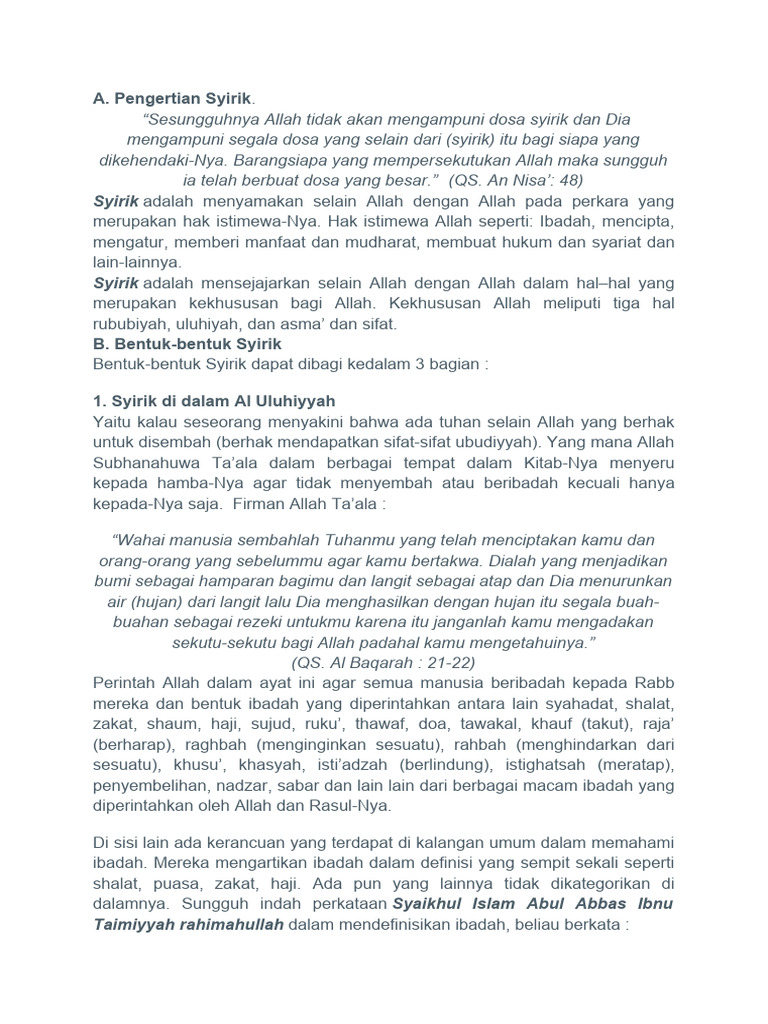 Syirik Dan Bahaya Bagi Manusia | PDF | Hukum | Agama & Spiritualitas