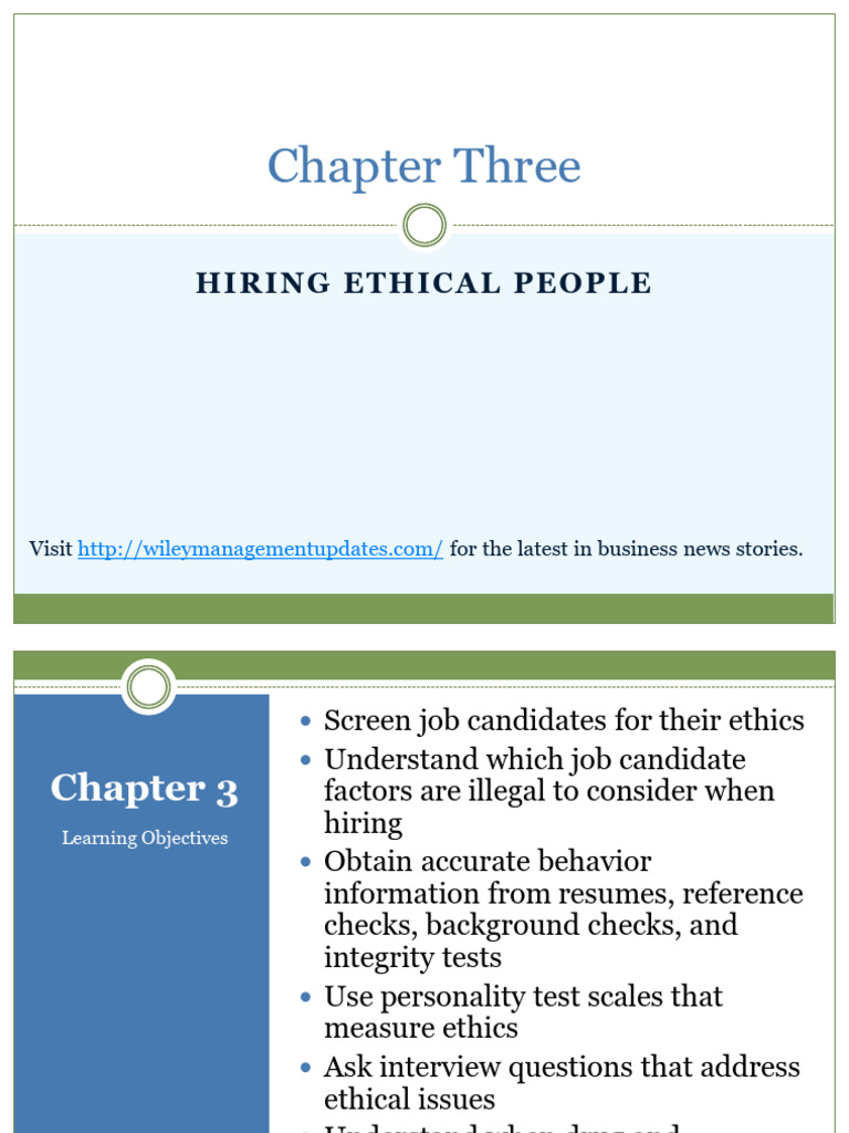 Chapter 3 - Hiring Ethical People | PDF | Discrimination | Disparate Impact