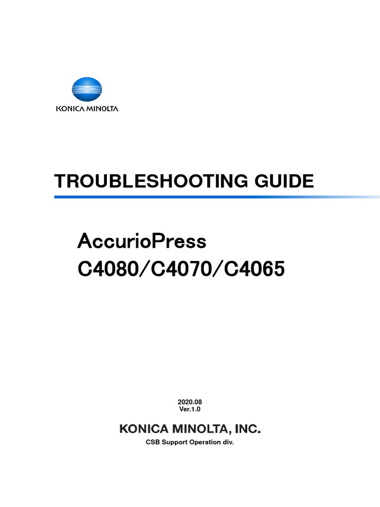 AccurioPress C4080 C4070 C4065 Troubleshooting Guide V1.0e | PDF | Home ...