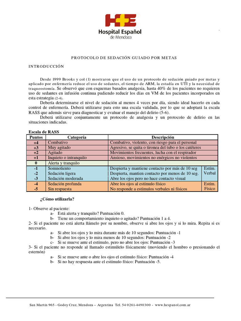 Protocolo de Sedación Guiada por Metas | PDF | Medicina CLINICA ...