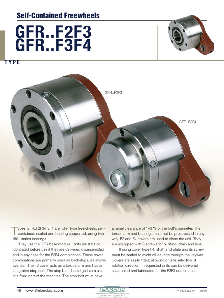 GFR..F2F3 GFR..F3F4: Self-Contained Freewheels | PDF | Screw | Equipment