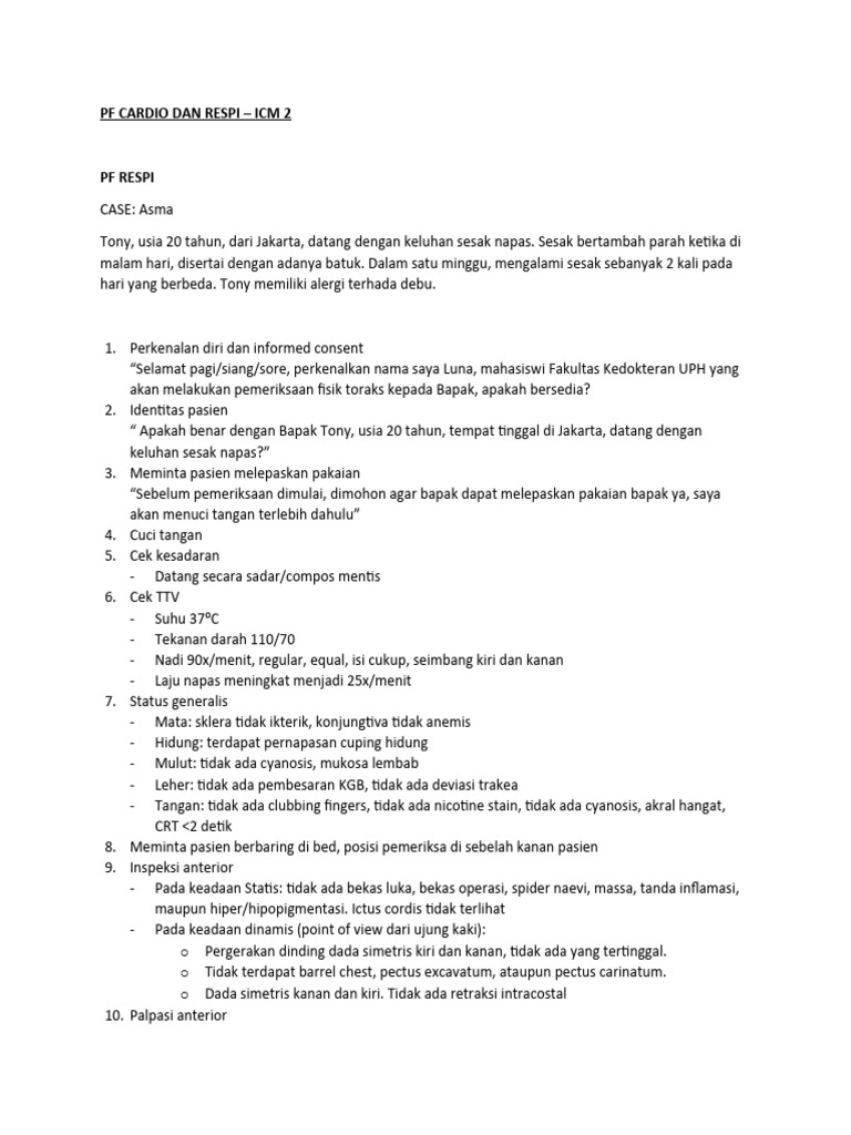 PF Cardio Dan Respi | PDF