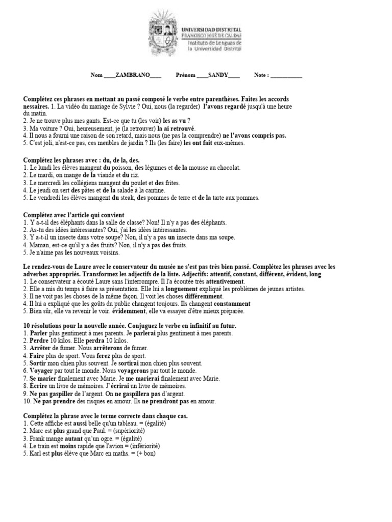 Partiel 2 Lengua 2 Francés | PDF