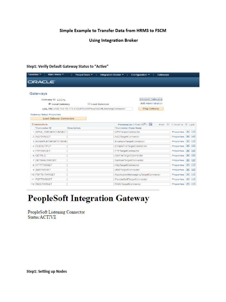 Integration Broker Simple Example To Transfer Data From Hrms To fscm1 | PDF | Routing | Software