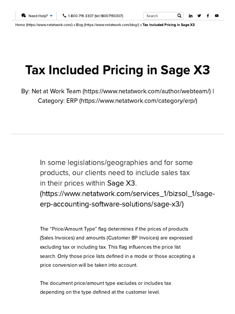 Sage X3 Tips and Tricks - How To Include Tax in Pricing - Sage X3 | PDF