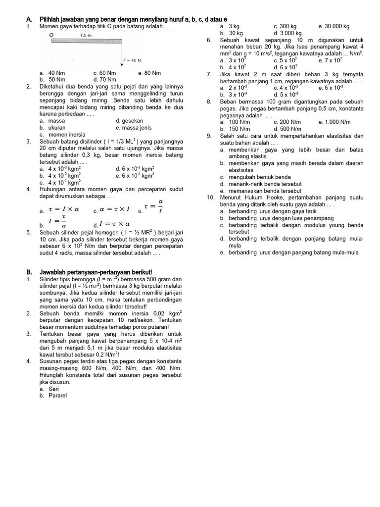 Soal Pts Ganjil Fisika Xi Mipa 2023 | PDF