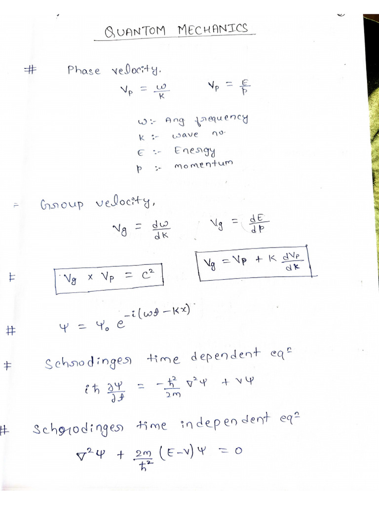 Quantom Mechanics Iit Jam Formula Sheet | PDF