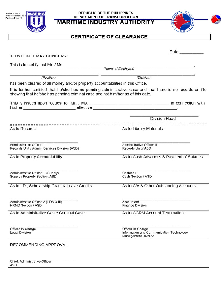 08 Clearance Certificate Stcwo Marina | PDF