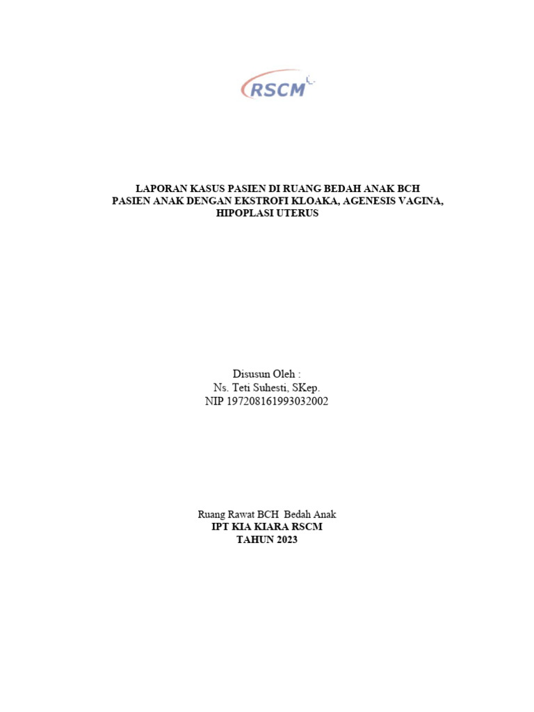 Lap. Kasus Ekstrofi Kloaka | PDF