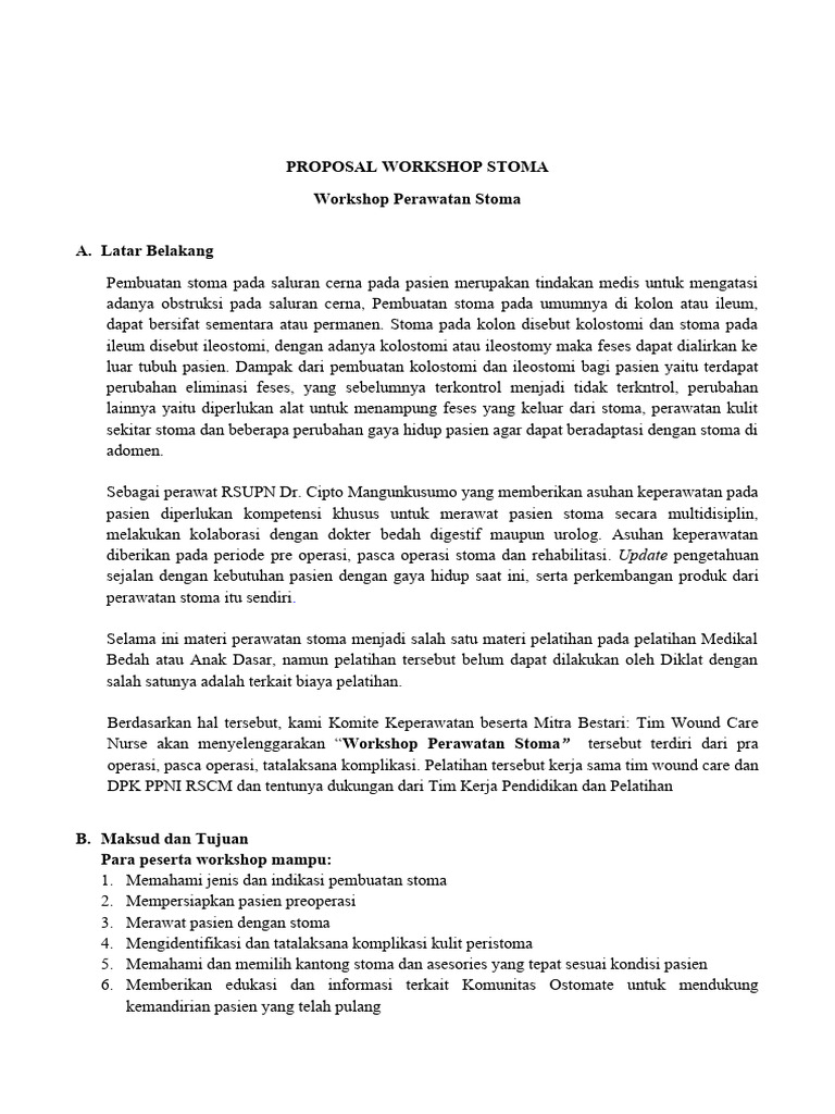 Proposal Workshop Stoma | PDF