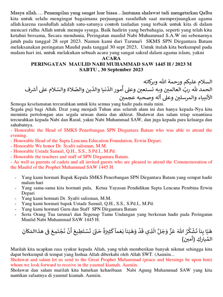Tartib Maulid Samwiell 2023 English - 3 | PDF