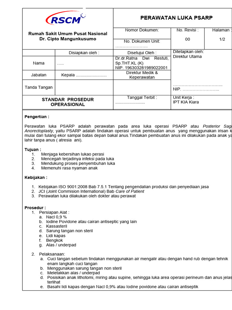 Spo Perawatan Luka Psarp | PDF