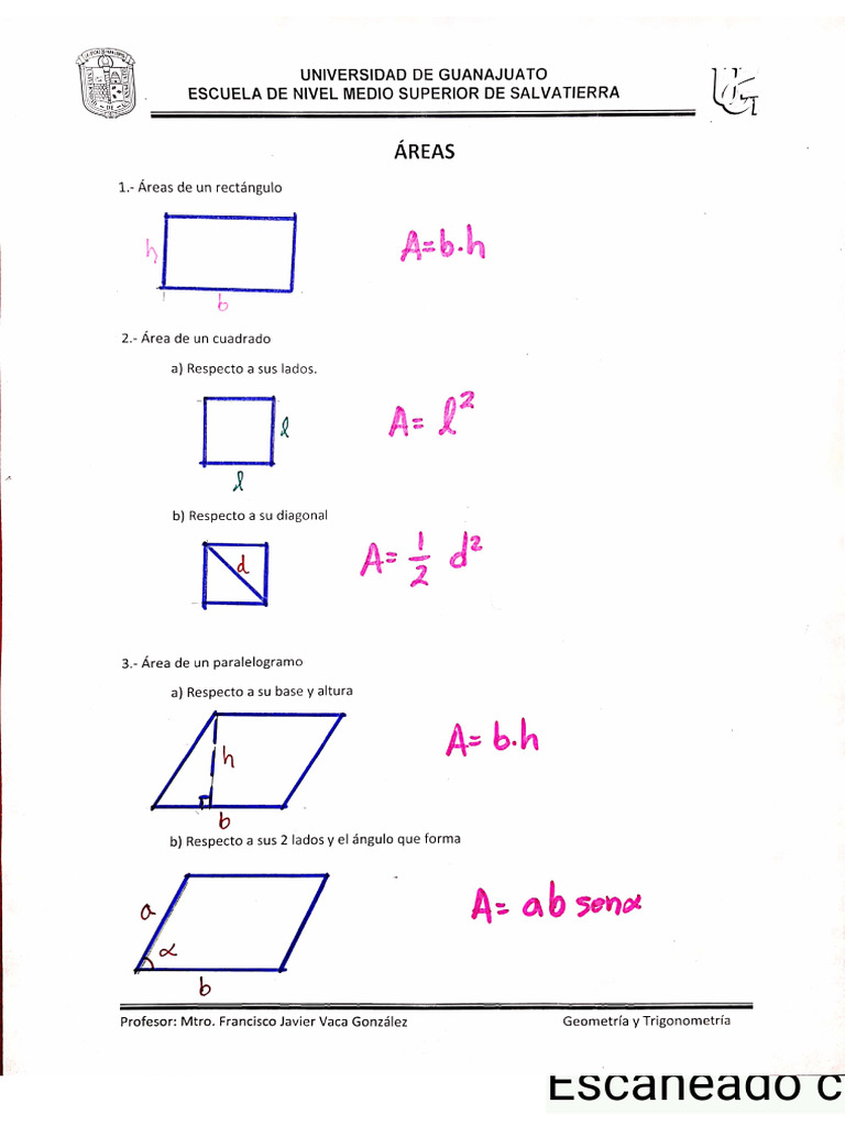 Fórmulas de Áreas | PDF