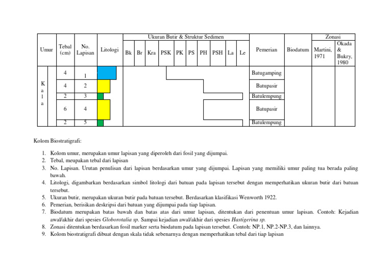 Contoh Kolom Biostratigrafi | PDF