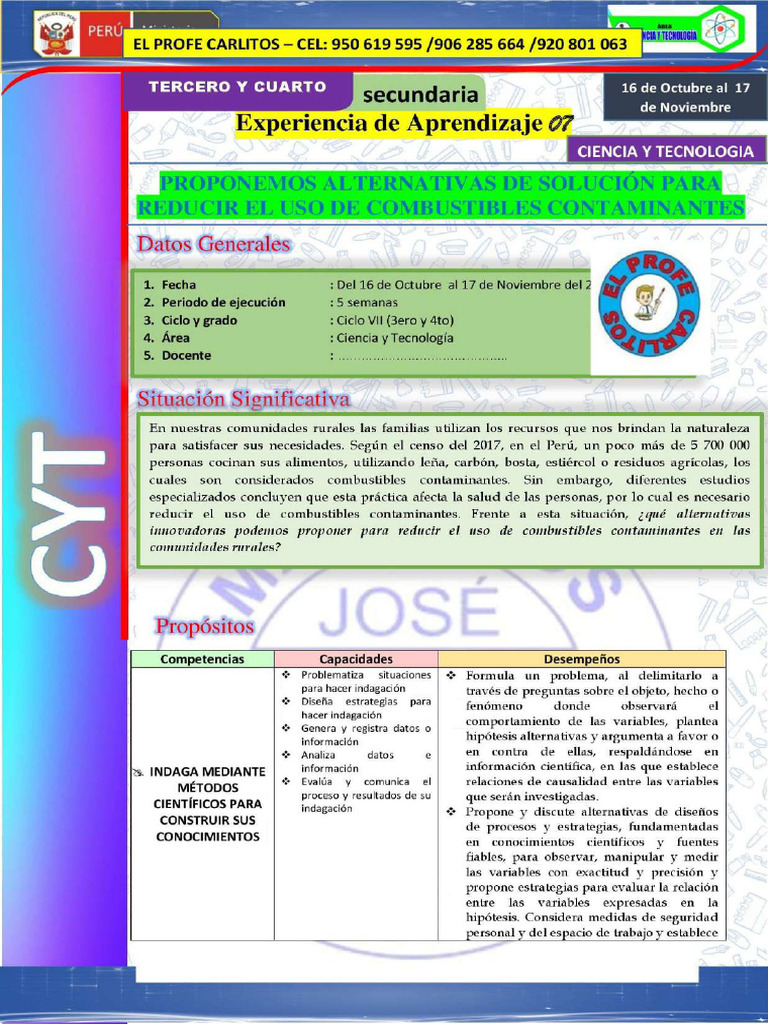 Experiencia de Aprendizaje 07 - 3ero y 4to - Ciencia y Tecnologia - 2023 - 00001 | PDF