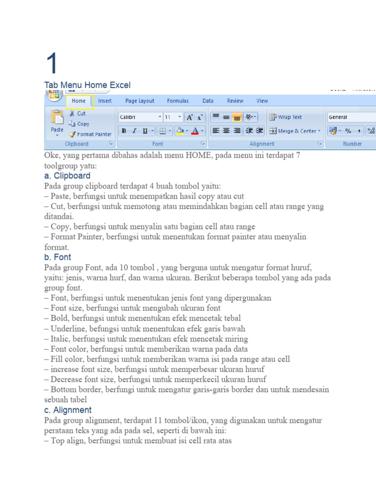 Fungsi Tab Menu di Microsoft Excel | PDF | Komputer