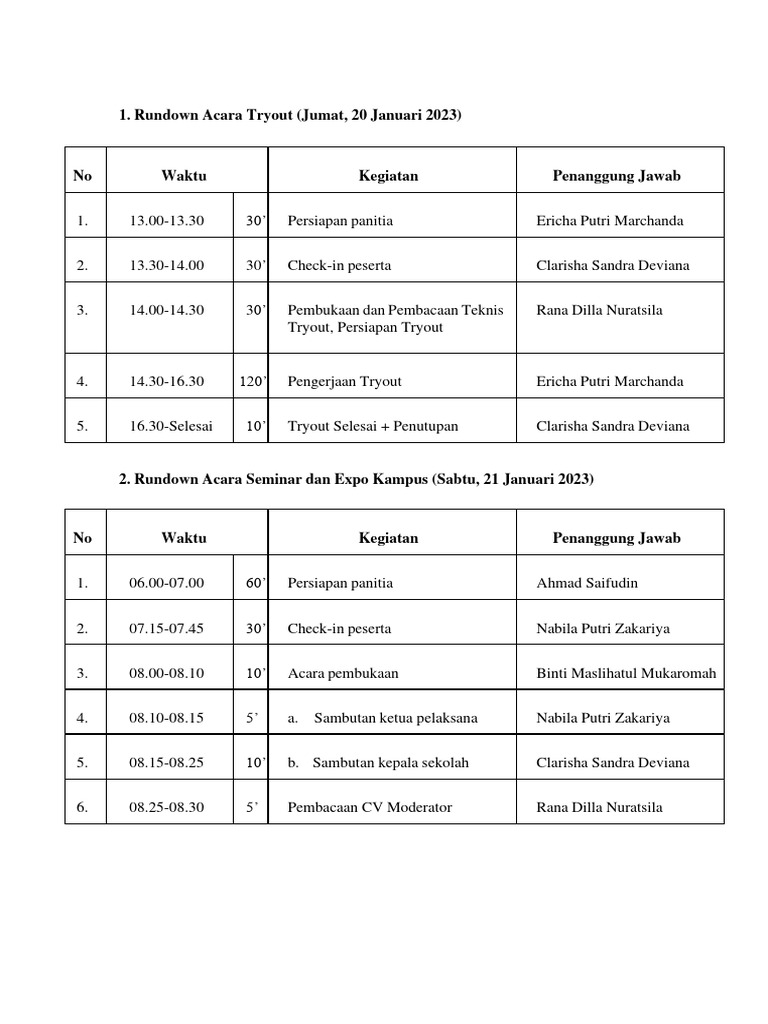 Rundown Acara | PDF