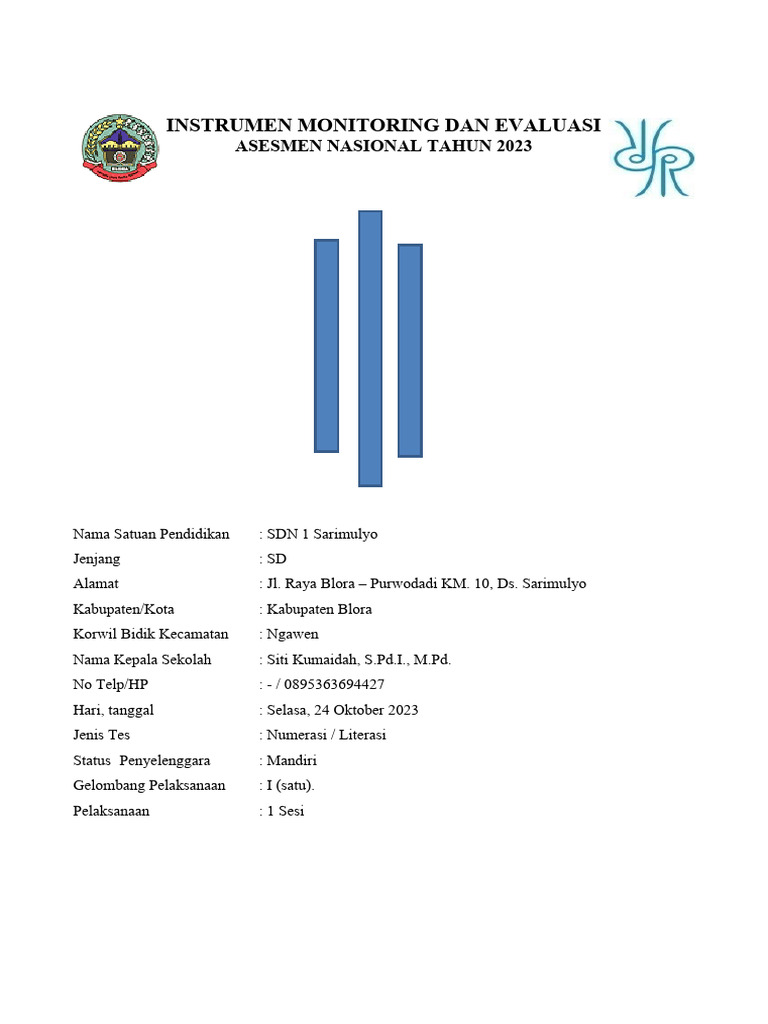 Instrumen Monev ANBK - 2023 | PDF