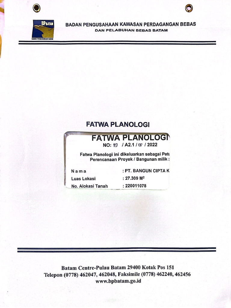 Fatwa Planologi 2,7 Ha | PDF