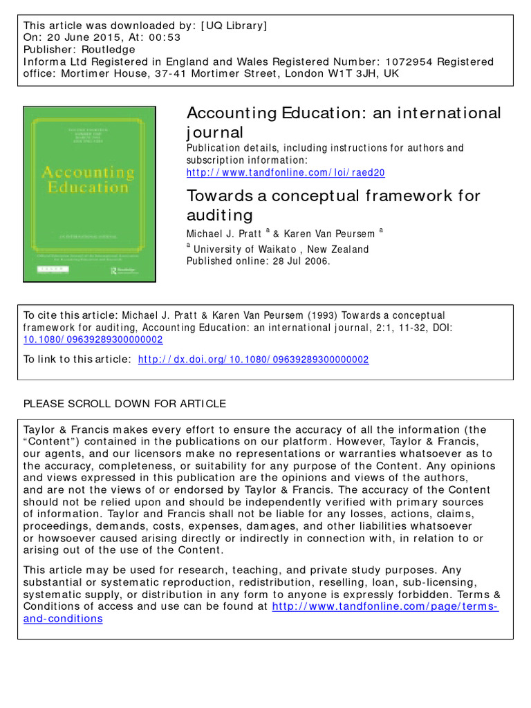 Towards A Conceptual Framework For Auditing | PDF Towards A Conceptual Framework For Auditing | PDF