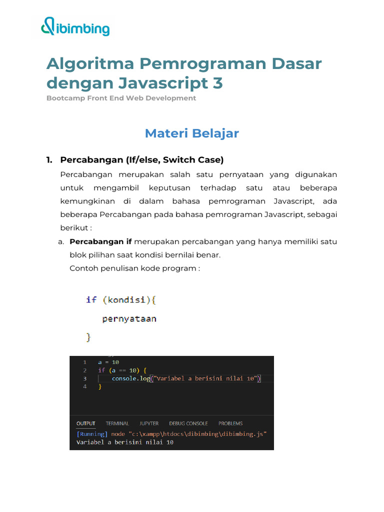 Algoritma Pemrograman Dasar Dengan Javascript 3 | PDF