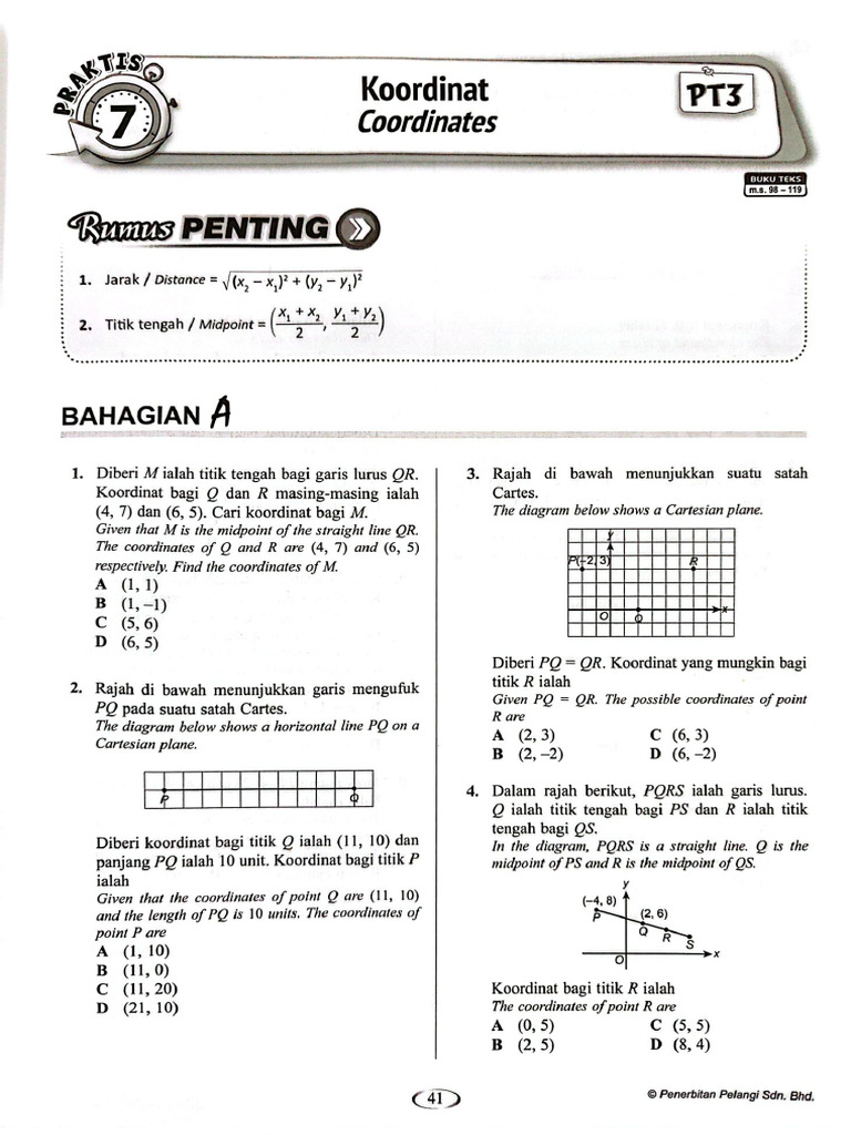 F2 Maths Practice 7 Coordinate (PELANGI) | PDF