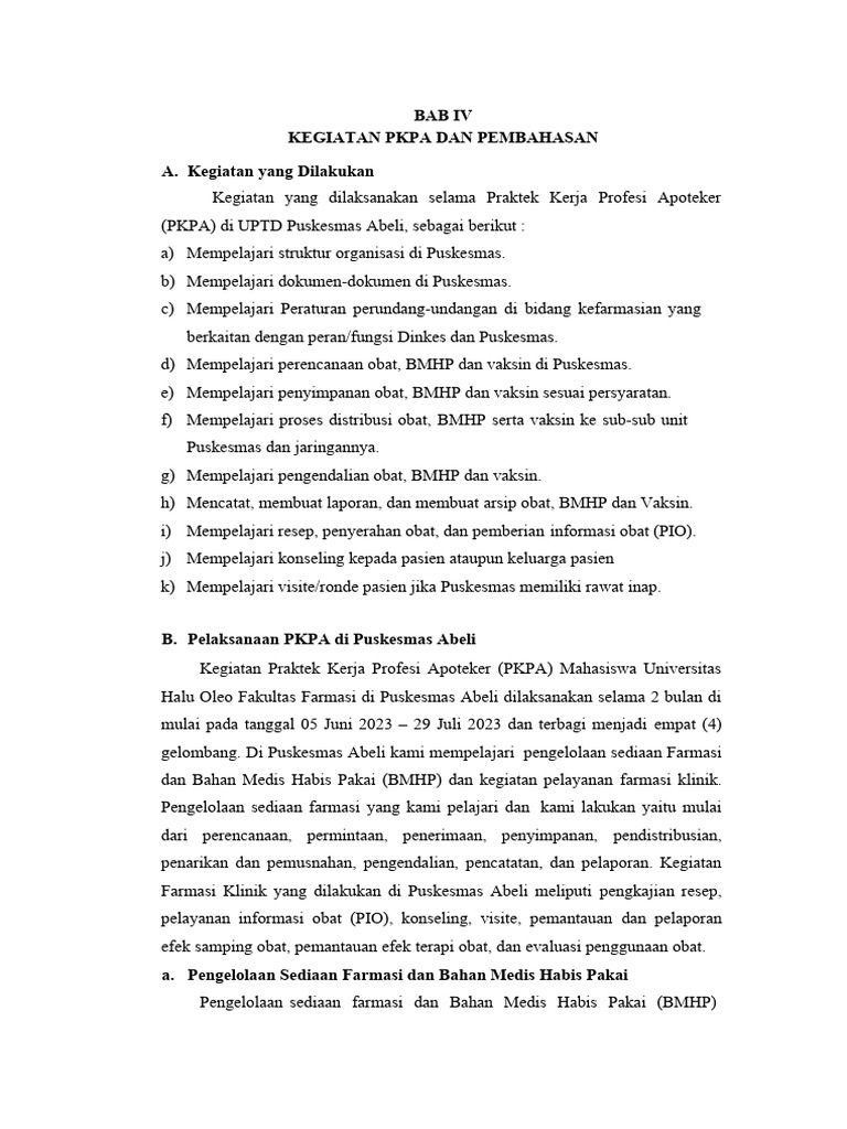 Bab Iv Laporan PKM | PDF