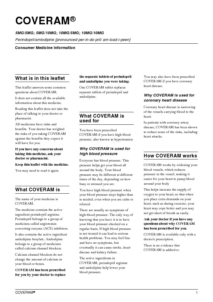 Coveram: What Is in This Leaflet | PDF | Hypertension | Heart