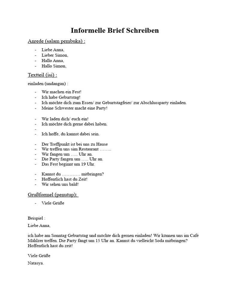 Informelle Brief Schreiben | PDF