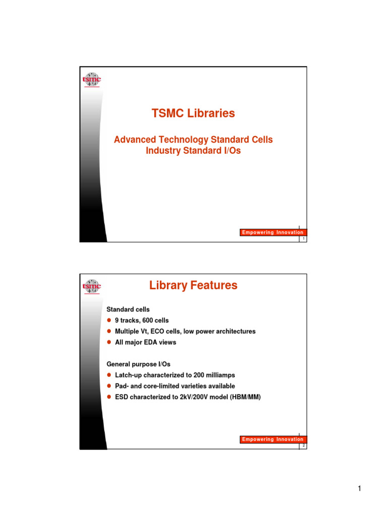 TSMC Standard Cell Library Overview | PDF