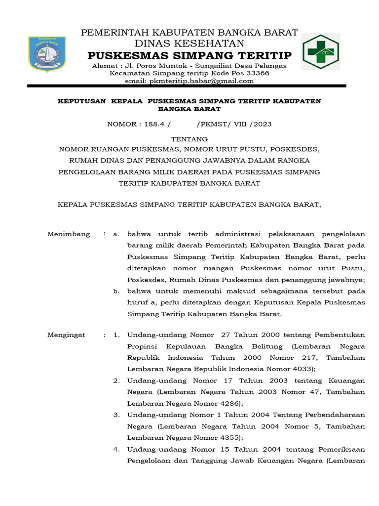 SK Ruangan, Pustu Poskesdes FIX | PDF