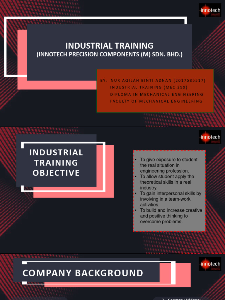 Nur Aqilah Binti Adnan (2017535517) - Industrial Training Presentation | PDF
