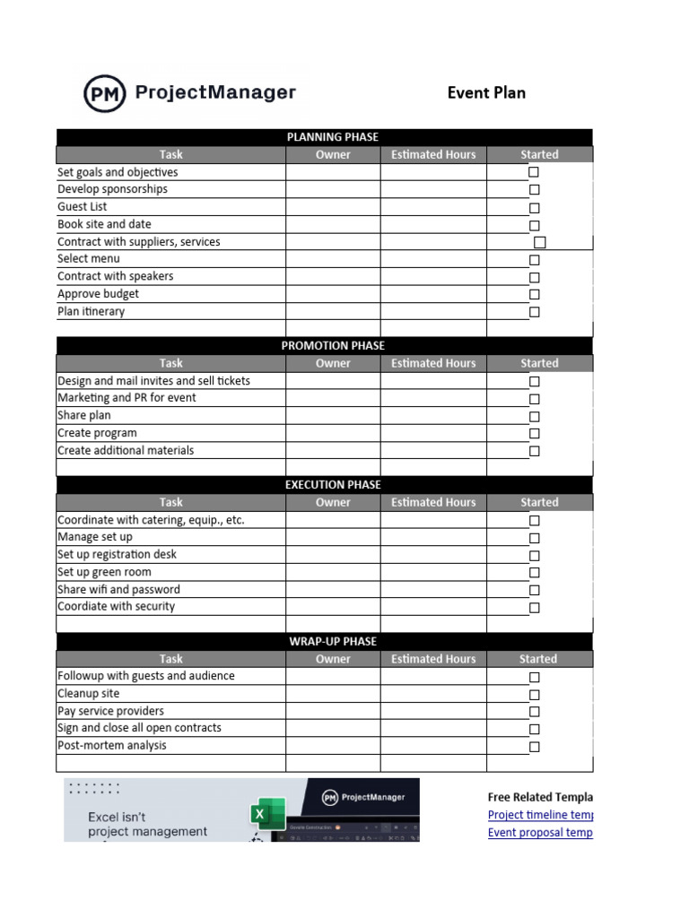 Free Event Plan Template ProjectManager WLNK | PDF