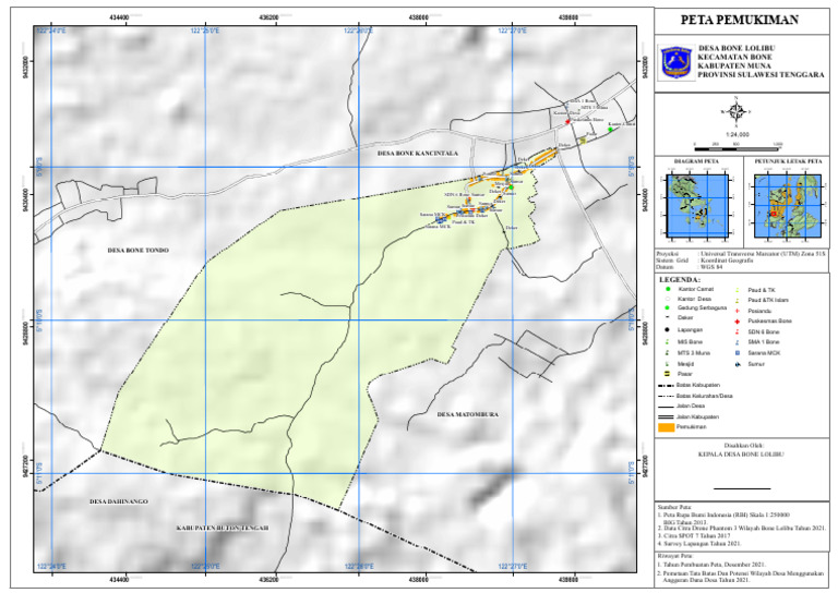 Peta Pemukiman Desa Bone Lolibu Kab. Muna | PDF