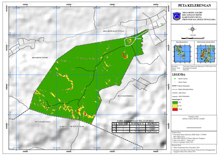 Peta Kelerengan Desa Bone Lolibu Kab. Muna | PDF